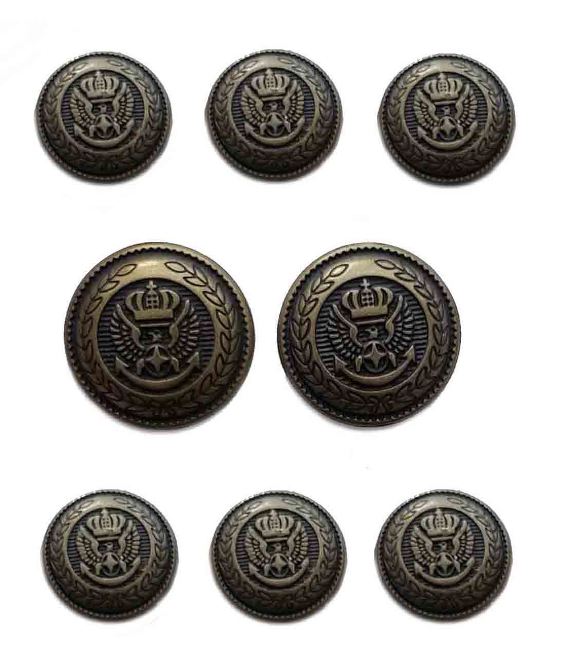 Vintage Meeting Street Brass Buttons Set Gold Brown Eagle Anchor Crown ...